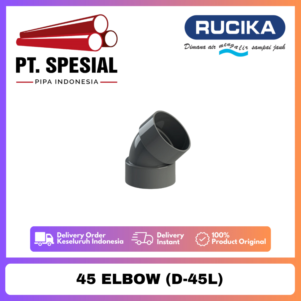 Jual Knee 45 D 1 1/2 Inch PVC Rucika / Keni D PVC Rucika / Elbow 45 D PVC Rucika - 09 | Shopee ...