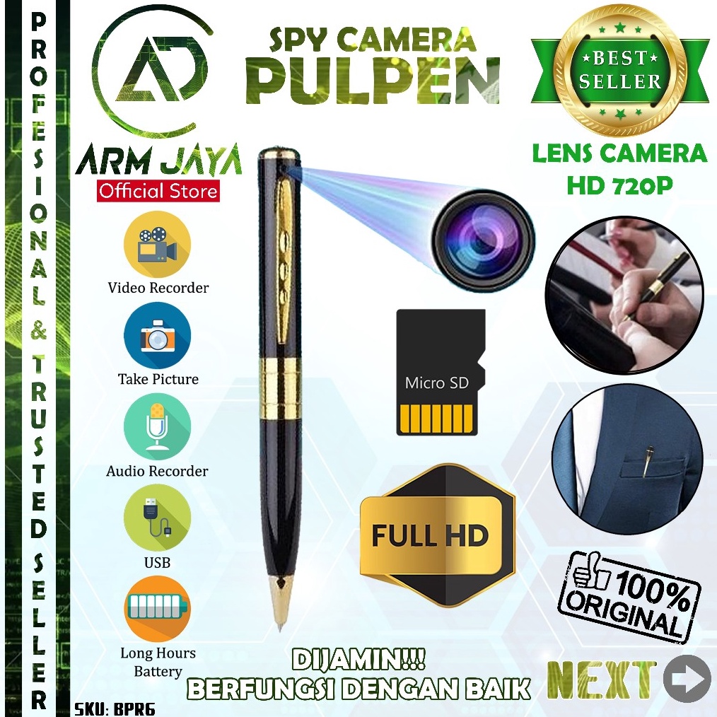 Jual KODE C43T BPR 6 SPY KAMERA PULPEN PENGINTAI TERSEMBUNYI PEREKAM ...
