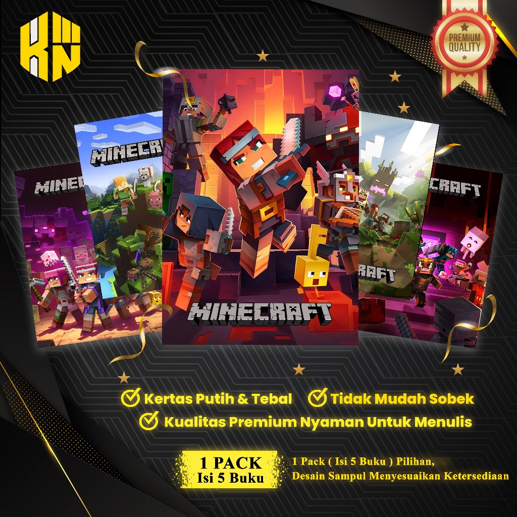 Jual KEN.IND - Buku Tulis Sekolah Custom Tema MINECRAFT Bergaris 38 ...