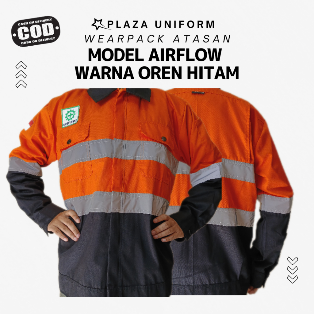 Jual WEARPACK-Baju Kerja Model Airflow Warna Oren Kombinasi Hitam ...