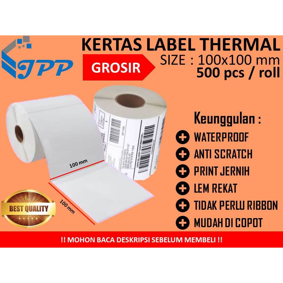 Jual KERTAS THERMAL STIKER LABEL BARCODE 100X100 LABEL RESI 500PCS ...