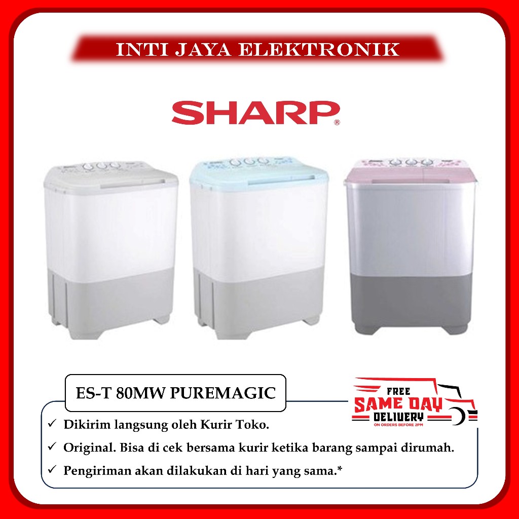 Jual MESIN CUCI SHARP 8KG EST 80MW 8 KG EST80MW 80 MW | Shopee Indonesia