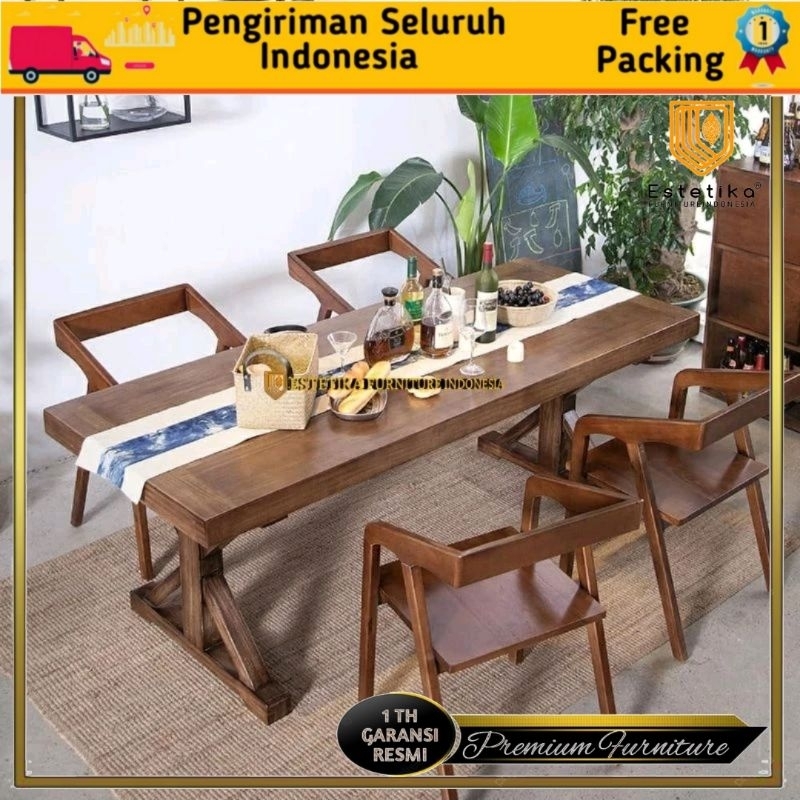 Jual ESTETIKA FURNITURE INDONESIA Meja Makan Rustic Jati Perhutani ...