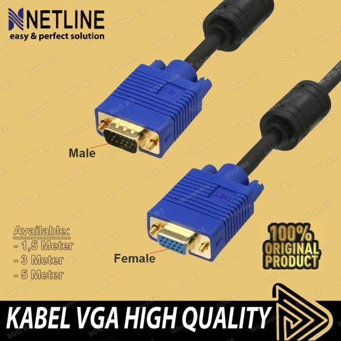Jual Netline Kabel VGA Female to Male 1,5Meter | Shopee Indonesia