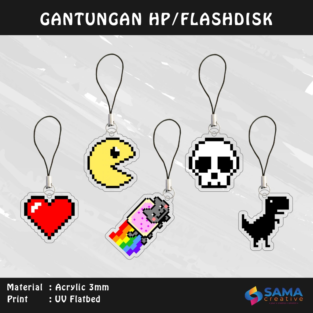 Jual Pixel Art - Gantungan HP / Flashdisk Akrilik 3mm - Hiasan ...
