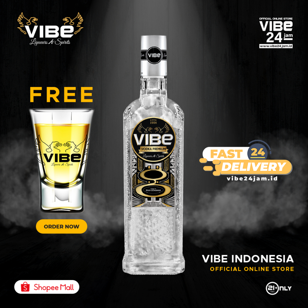 Jual Minuman Vibe Vodka Premium Botol 700 ml + Gratis Gelas Sloki ...