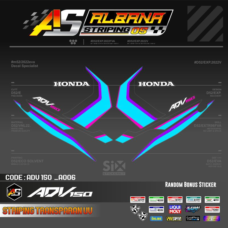 Jual Striping Stiker ADV 150 Motif Desain Simpel Eleganti- Stiker UV ...