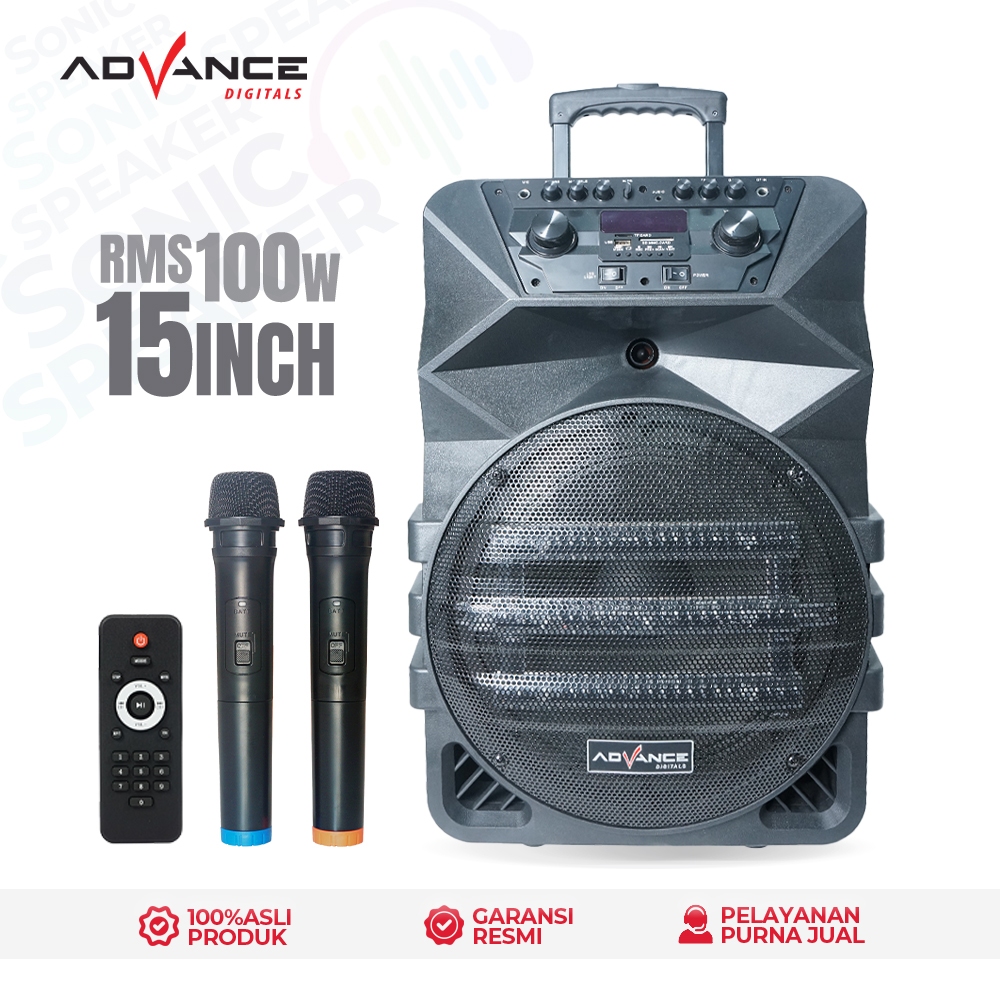Jual Advance K-1512 Speaker Rapat Portabel Multifungsi 15 Inch Free 2 MIc Karaoke Duet Lampu LED ...