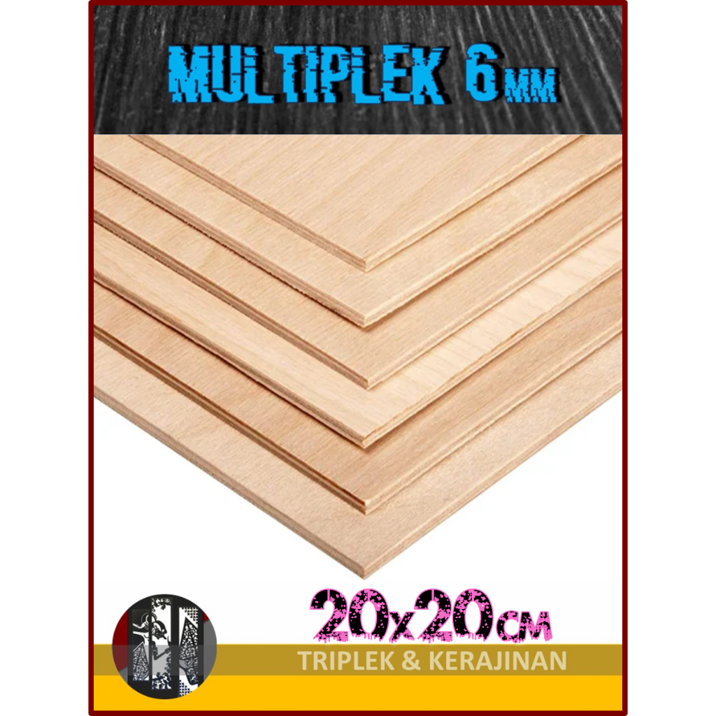 Jual Triplek 6mm 20x20 cm Kualitas Premium Multiplek Plywood 6 mm ...