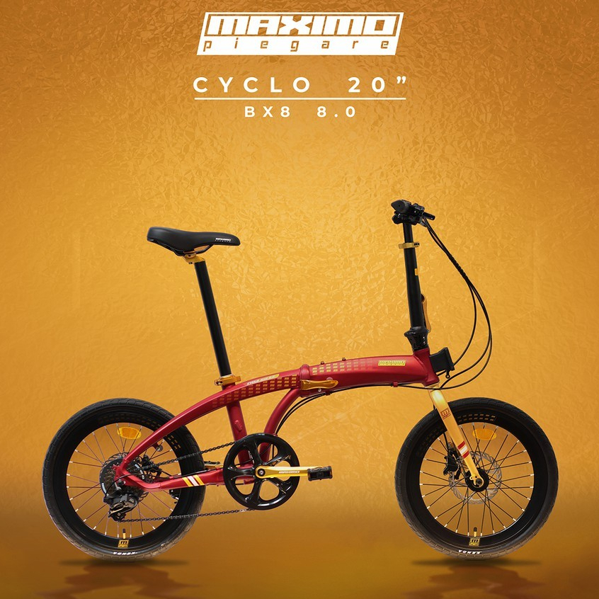 Jual Sepeda Lipat 20 Inch MAXIMO Piegare Folding Bike 8 Speed Cyclo BX8 8.0 Red-Gold | Shopee ...