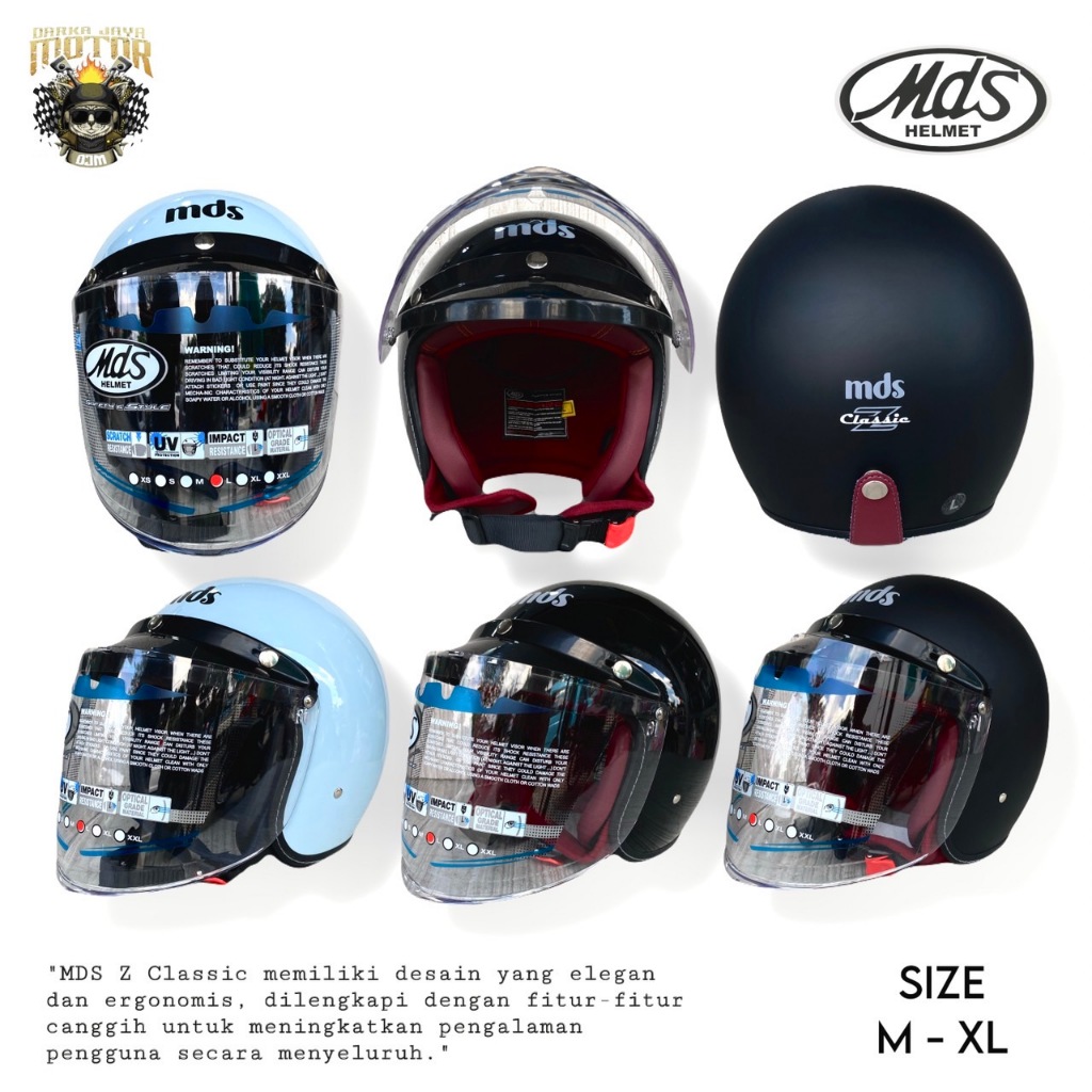 Jual HELM MDS Z CLASSIC RETRO / HELM MDS BOGO RETRO SOLID + KACA / MDS ...