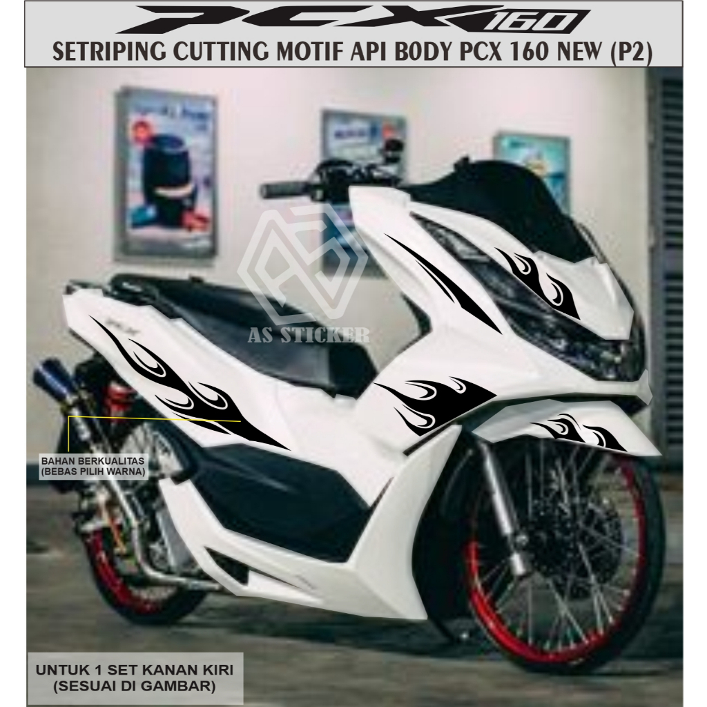 Jual SETRIPING API CUTTING STIKER PCX 160 NEW / STRIPING MOTIF API NEW ...