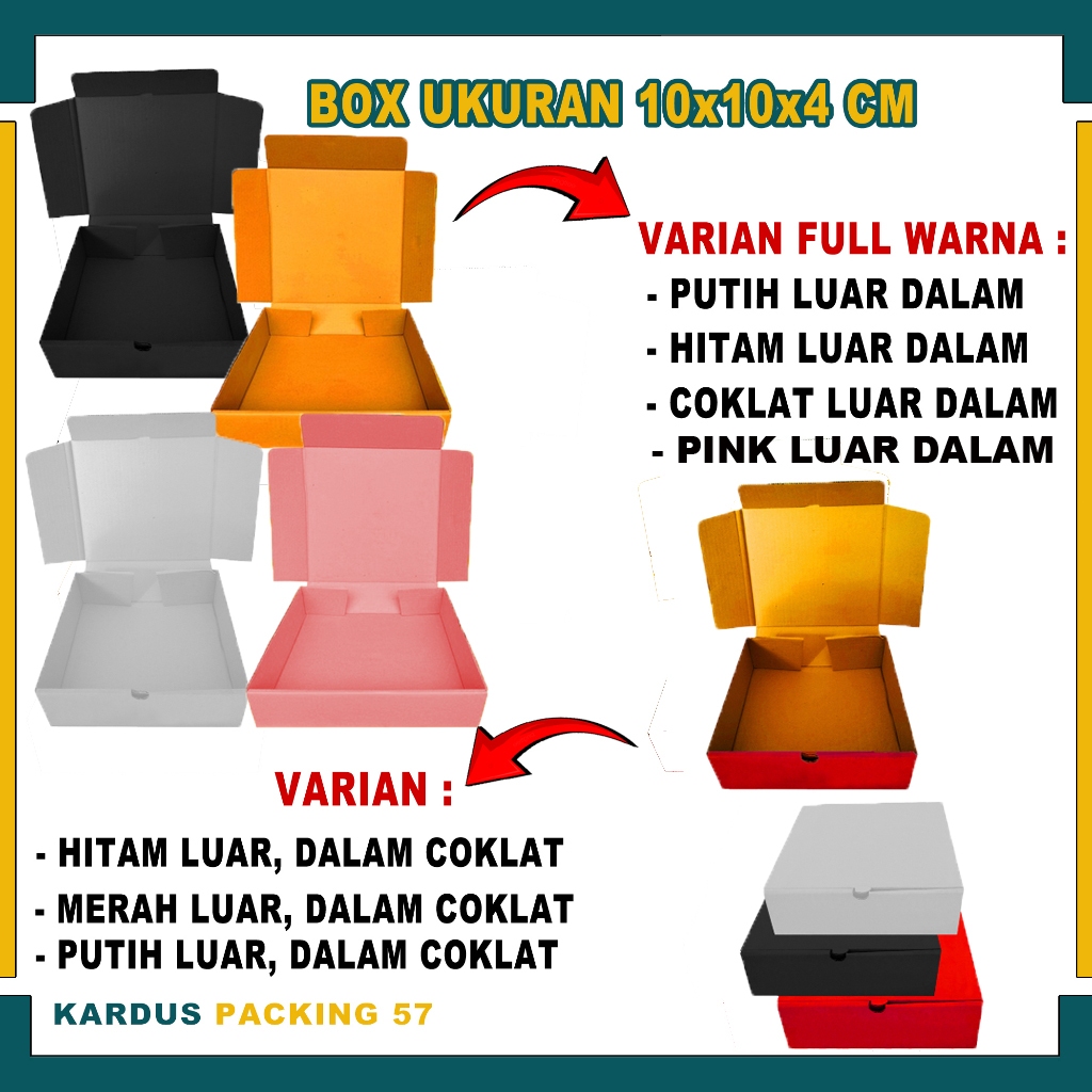 Jual Box 10x10x4 Cm /Box Lipat Depan/Box Kecil/Kardus Polos | Shopee ...