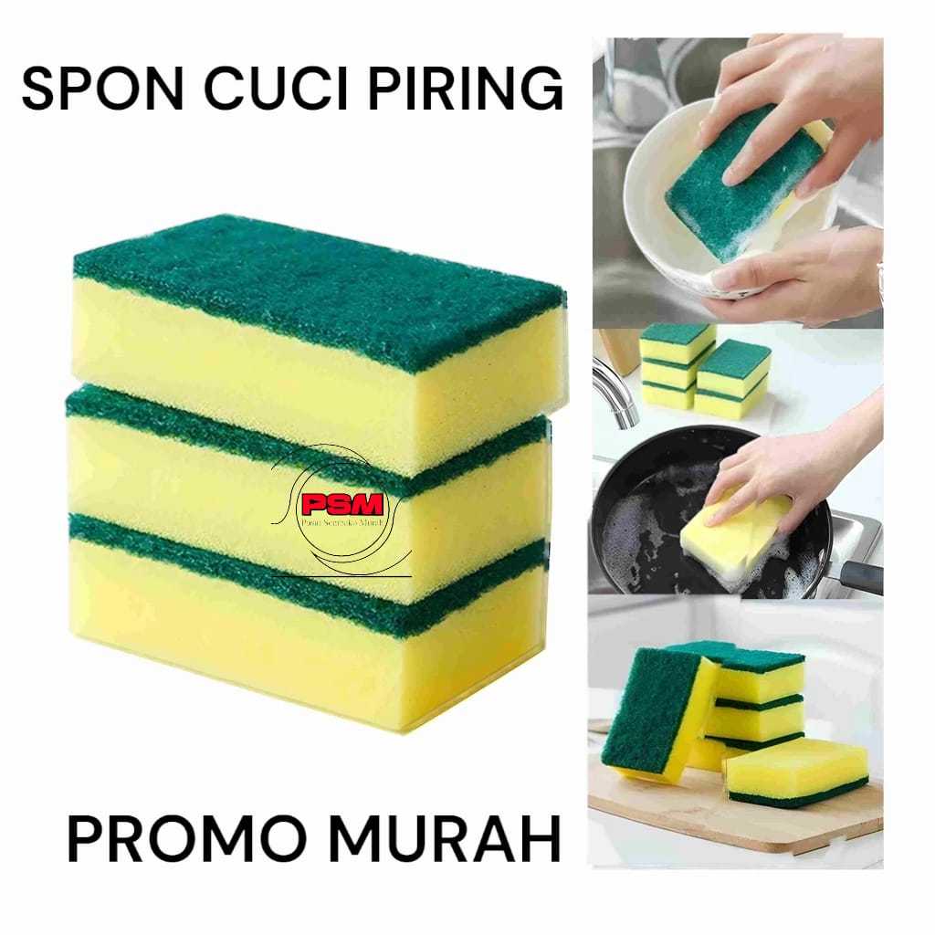Jual PSM ~ Busa Cuci Piring Sabut Hijau Sponge Spon Spons Kuning Kotak ...