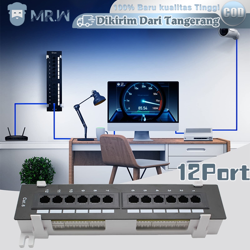 Jual 10inch 1U Patch Panel Rj45 Patch Panel 12 Port Cat6 Wall Mount ...