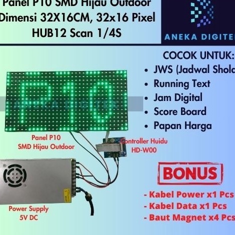 Jual Panel Module Modul LED P1 Running Text SMD Hijau Green Outdoor k ...