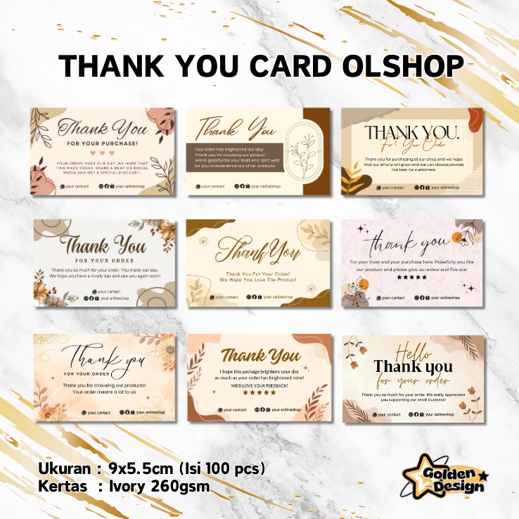 Jual [COD] Isi 100 pcs KARTU THANKYOU - THANKS CARD OLSHOP - GREETING ...