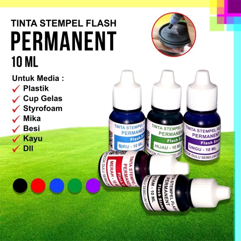 Jual TINTA STEMPEL FLASH PERMANEN 10 ML Gelas Cup | Plastik | Styrofoam ...