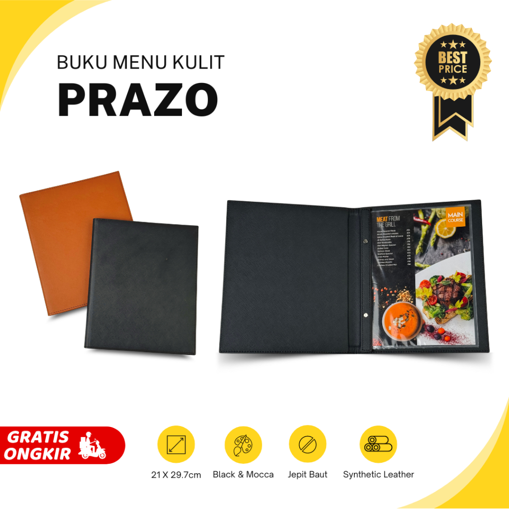 Jual Buku Menu Kulit Prazo ukuran A4 model Jepit Baut - Cafe Restoran ...