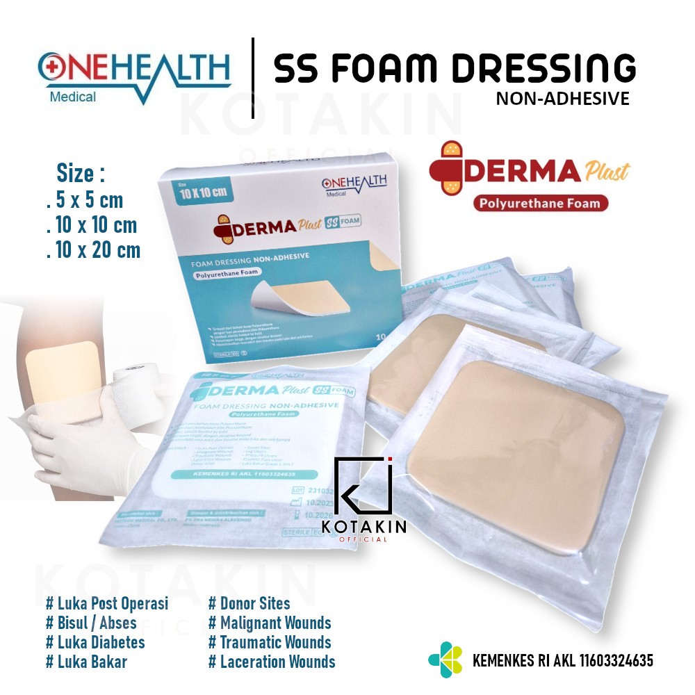 Jual DermaPlast SS OneHealth Foam Dressing Non Adhesive 10x20cm | 10x10cm | 5x5cm [ Kyomed ...