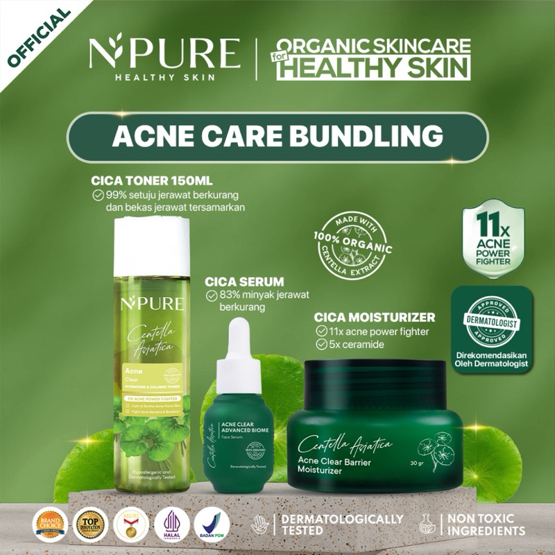Jual N’Pure Acne Care Bundling NPure Cica Bundle Toner + Cica Serum ...