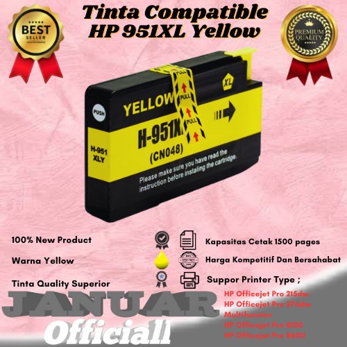 Jual Tinta Catridge Compatible HP 951XL 951XL Yellow ( Kuning ) For HP ...