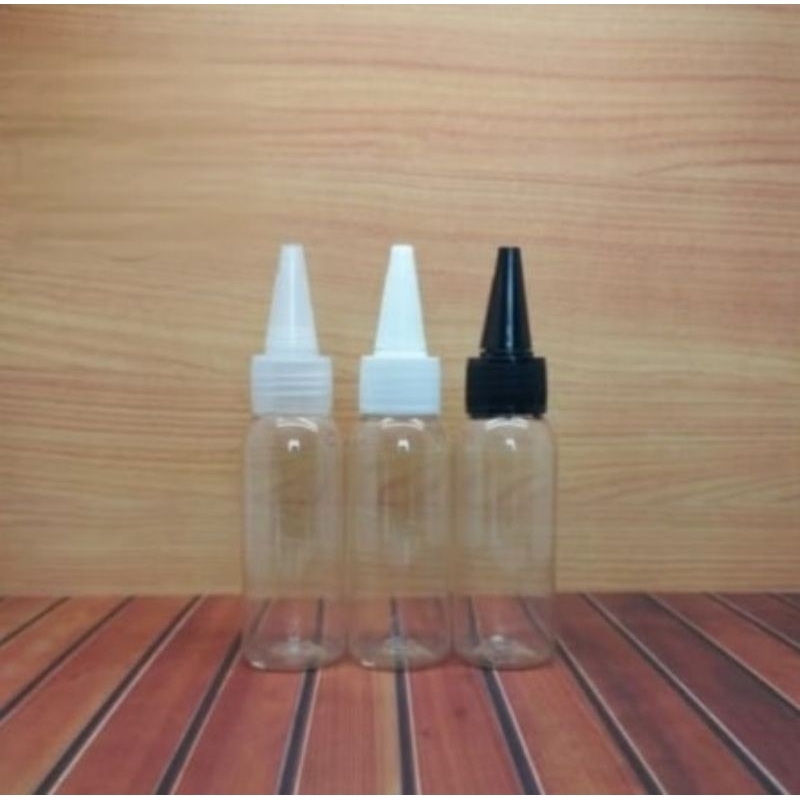 Jual BOTOL KERUCUT 60ML NATURAL TUTUP VARIAN WARNA HITAM PUTIH / BOTOL ...