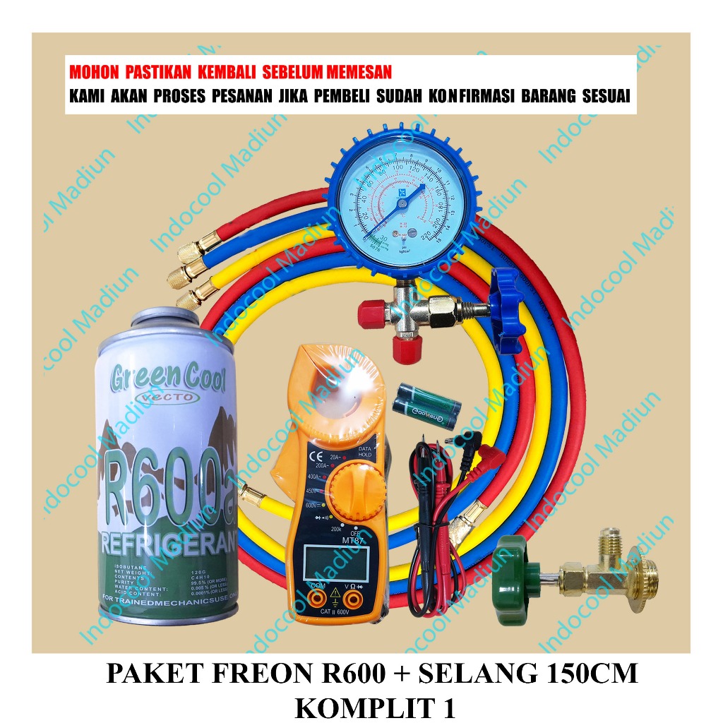 Jual KELENGKAPAN ISI FREON / PROMO PENGISIAN FREON / PAKET FREON R600 ...