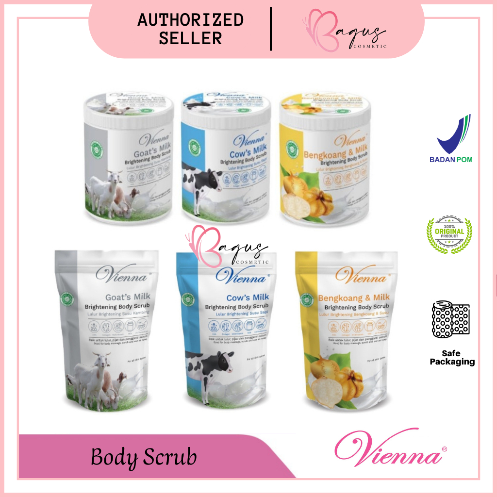 Jual ⭐BAGUS⭐ VIENNA GOATS MILK BRIGHTENING BODY SCRUB / LULUR BADAN ...