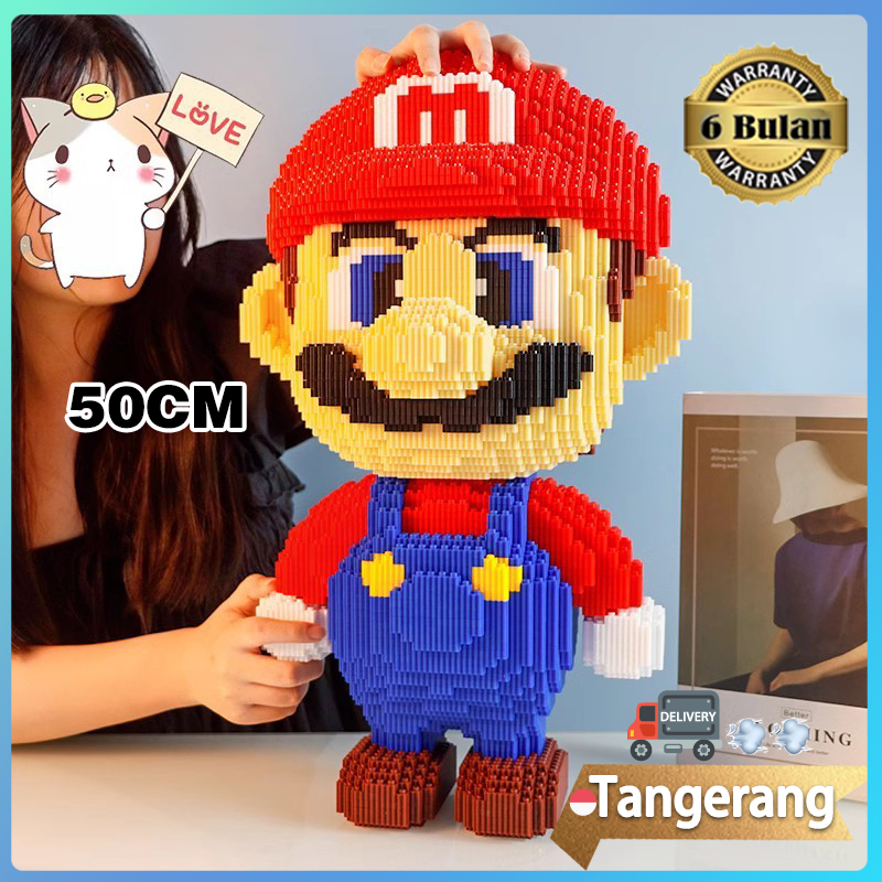 Jual 50cm Nano Blocks Mario Bros 3D Model Mainan Blok Susun Blok ...