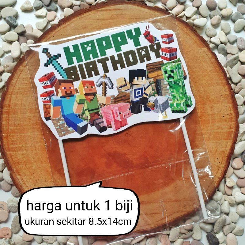 Jual cake topper tunggal untuk ulang tahun tema Minecraft | Shopee ...
