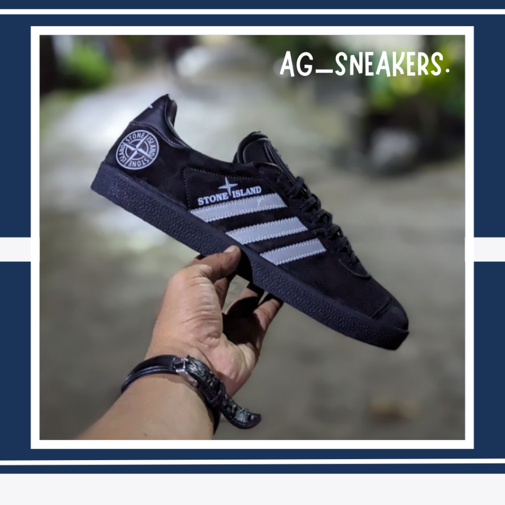 Jual adidas stone island X Gazelle black Original Sepatu Sekolah Casual ...