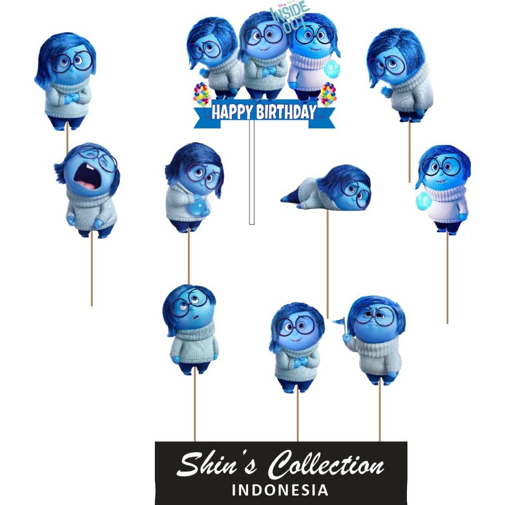 Jual Cake topper Sadness solo inside out disney isi 10 pcs | Shopee ...