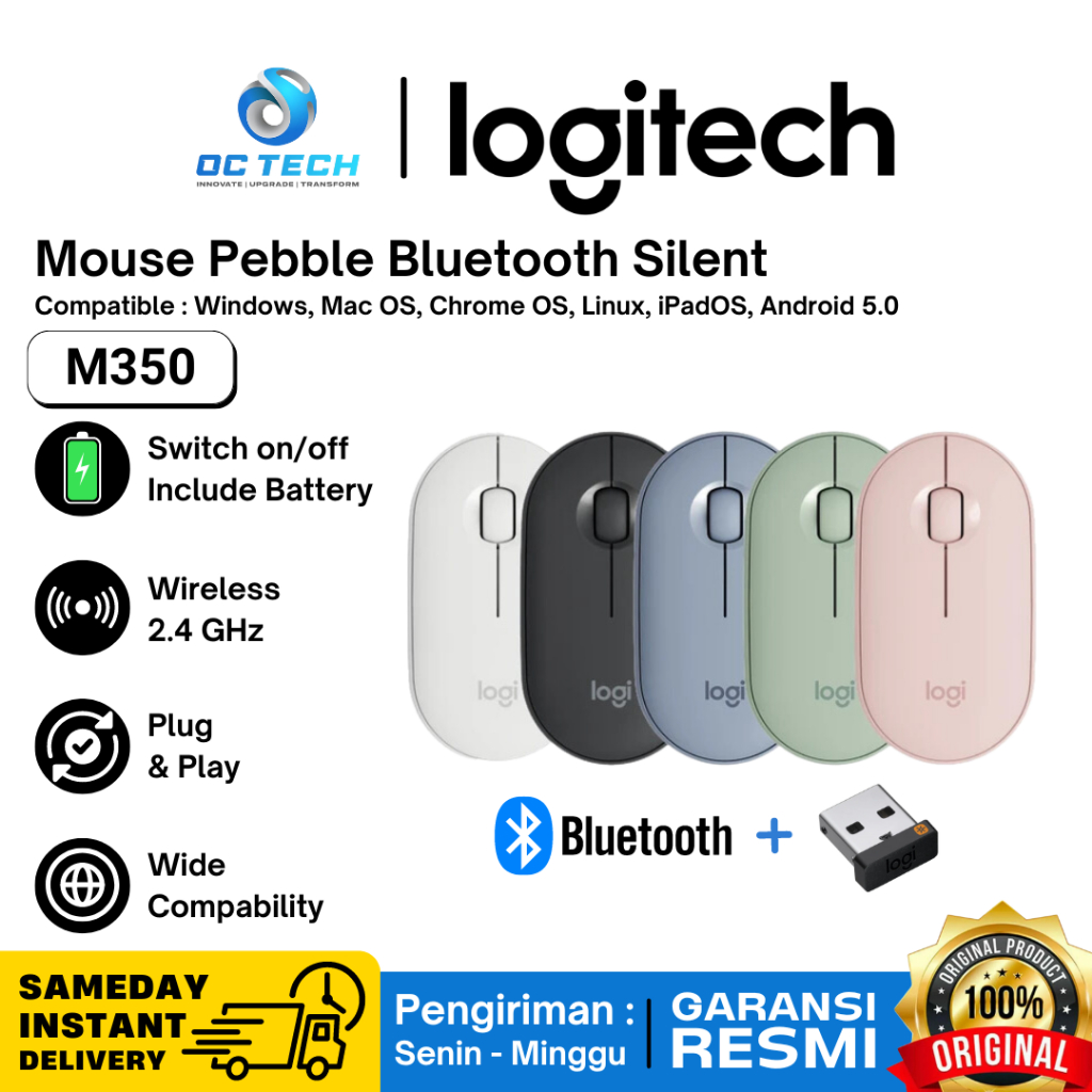 Jual Mouse Logitech Wireless Pebble M350 Mouse Bluetooth Silent Wireless 2.4 GHz Original ...