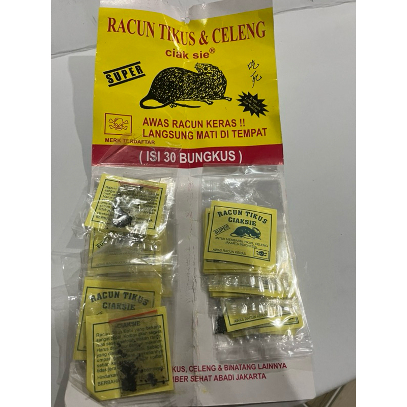 Jual RACUN TIKUS DAN CELENG CIAKSIE 1 Lembar 30 sachet | Shopee Indonesia