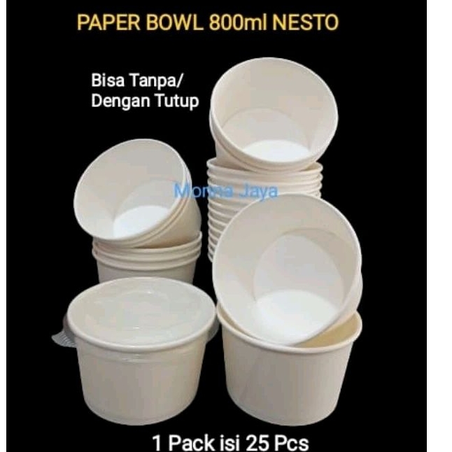 Jual Paper Bowl 800ml NESTO/Mangkok Kertas 800ml Putih / Rice Bowl ...