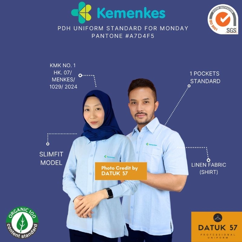 Jual Datuk57 Premium : Seragam Kemeja PDH Kemenkes Kementerian ...