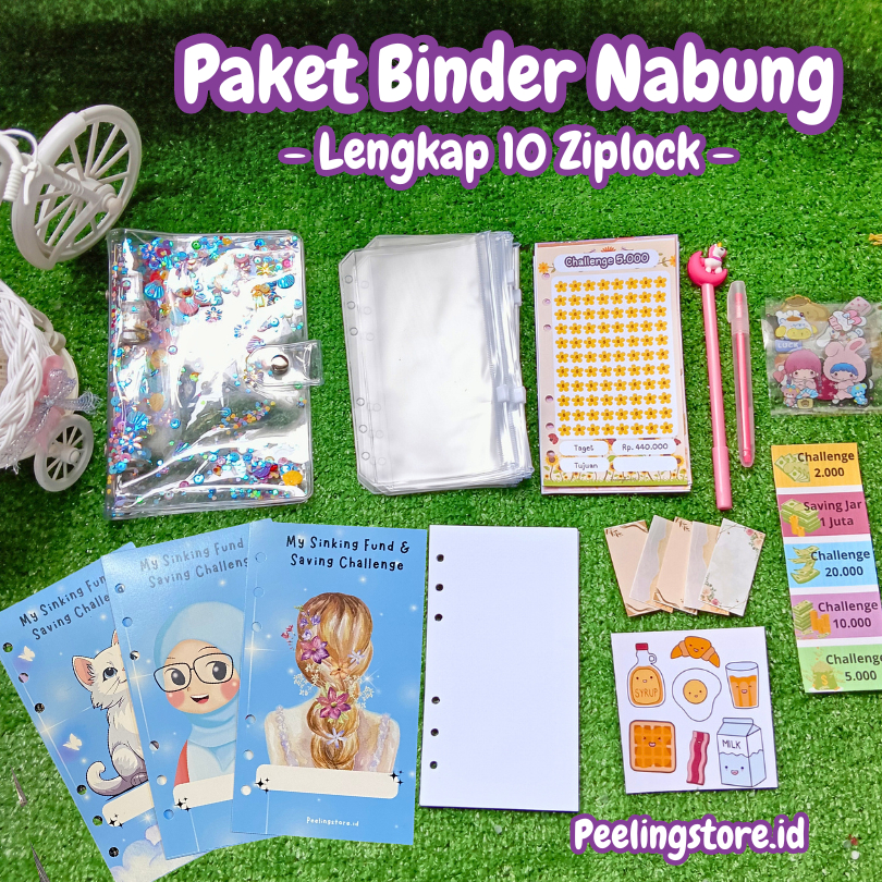 Jual [10 Ziplock] Paket binder jelly nabung a6/ binder keuangan murah ...