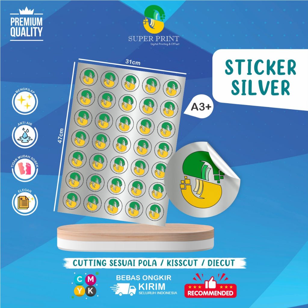 Jual Cetak Stiker Vinyl Silver Metalic A3+ Label Cutting Custom Murah ...