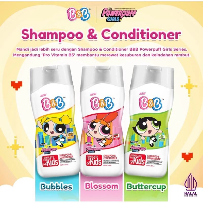 Jual B&B Shampoo & conditioner powerpuff Botol 100ml | Shopee Indonesia