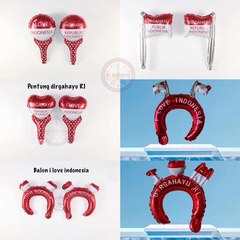 Jual 20 balon bando i love indonesia / balon bando Hut RI / balon foil ...