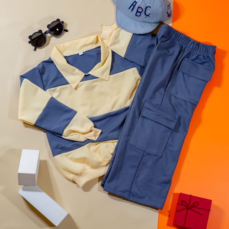 Jual baju anak perempuan one set salur kerah cargo cowok cewek usia 1 ...