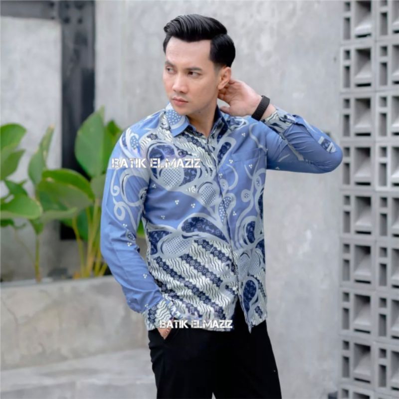 Jual Kemeja Gibran Batik Pria Lengan Panjang Bluesky Premium Size M L ...