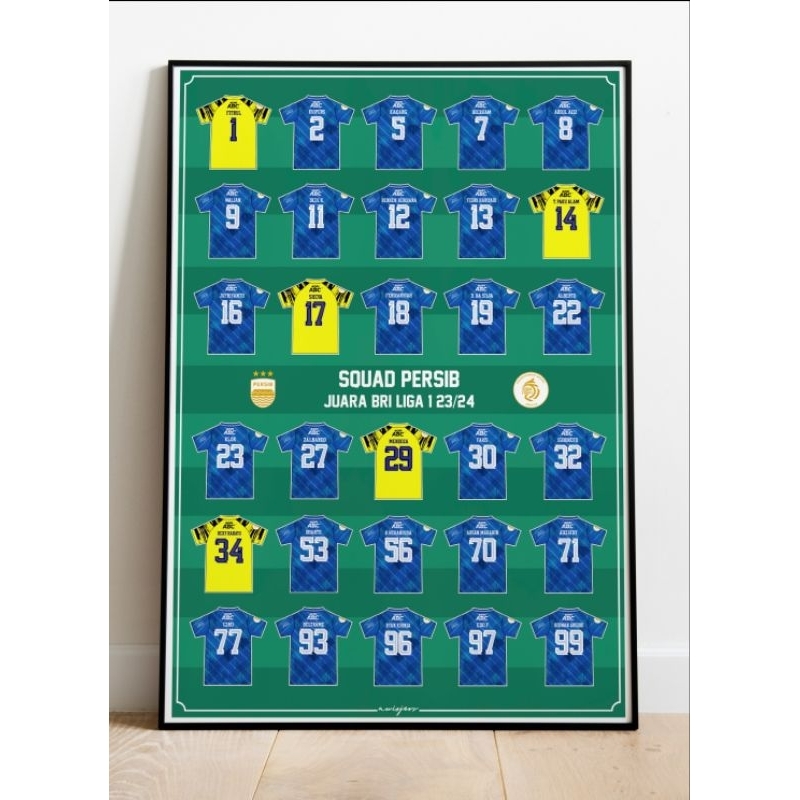 Jual Poster Persib Squad juara 2024 A3 Frame Blok | Shopee Indonesia