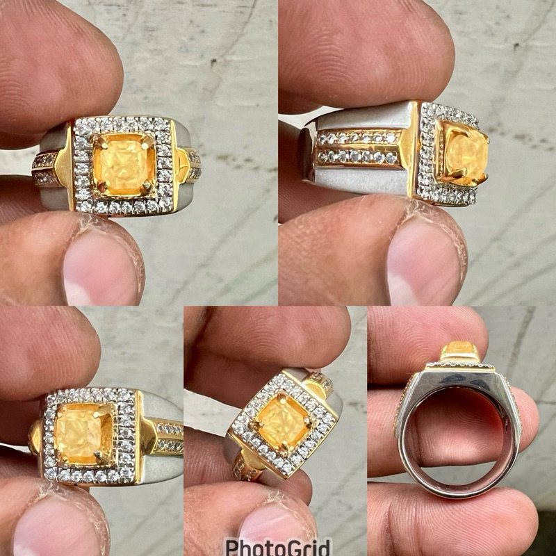 Jual cincin Batu yellow Safir cylon srilanka ring perak natural yellow ...