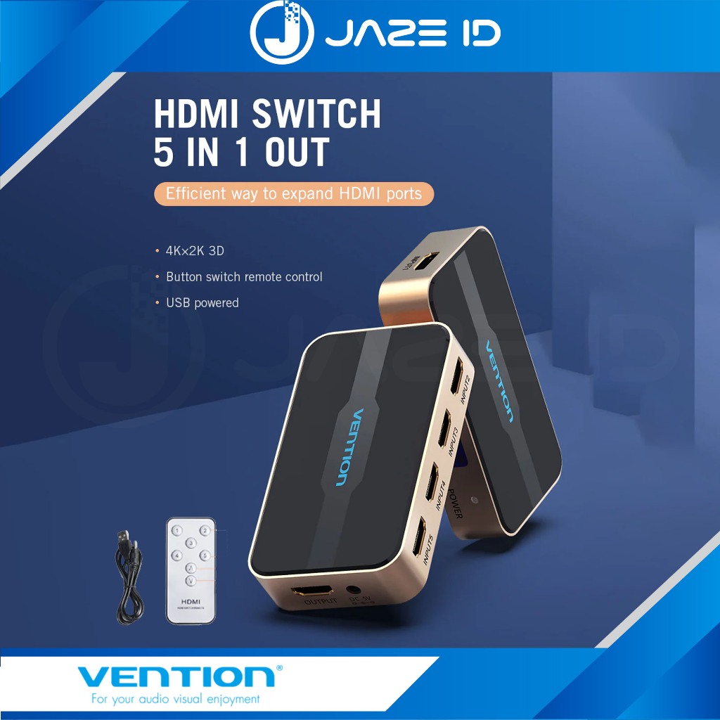 Jual Vention HDMI Switcher 5 in 1 out HDMI Switch Selector 5 Ports 4K ...