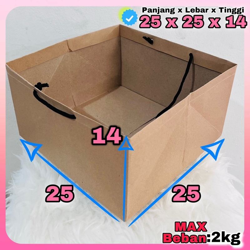 Jual paper bag NASI BOX kotak 25x25 / paperbag persegi nasi box besar ...