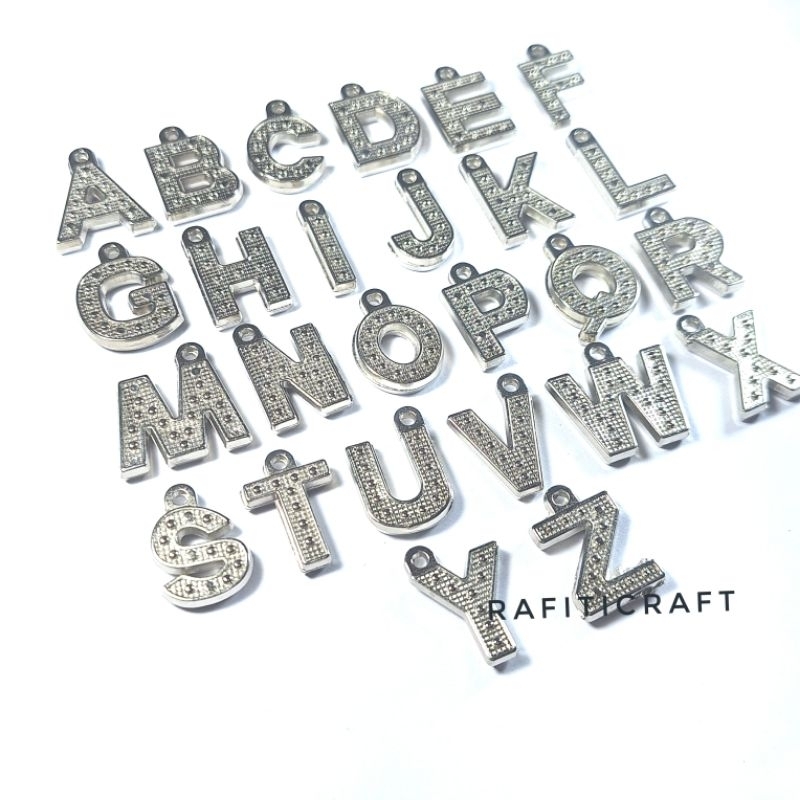 Jual (1pcs) Manik Bandul Ringan Huruf Satuan Silver || RafitiCraft ...