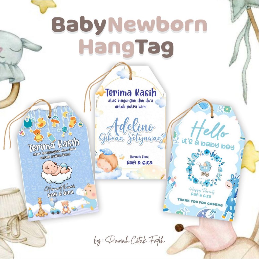 Jual Tag Baby Newborn/Hangtag baby born/Kartu Bayi/Tag Souvenir/Kartu ...