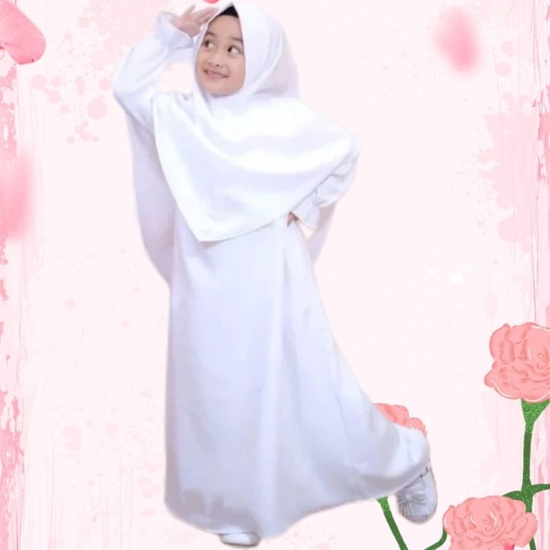 Jual Maryam Syar'i Kids Putih Set Hijab 2-12 Thn Khaira Gamis Putih ...